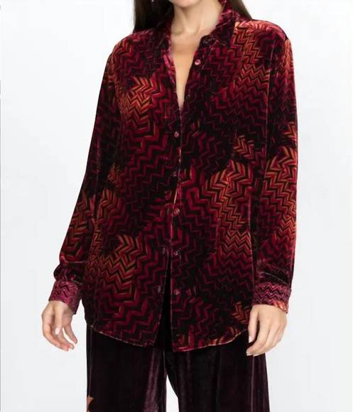 Johnny Was | Tops | New Johnny Was Belle Velvet Oversized Shirt In Red ...